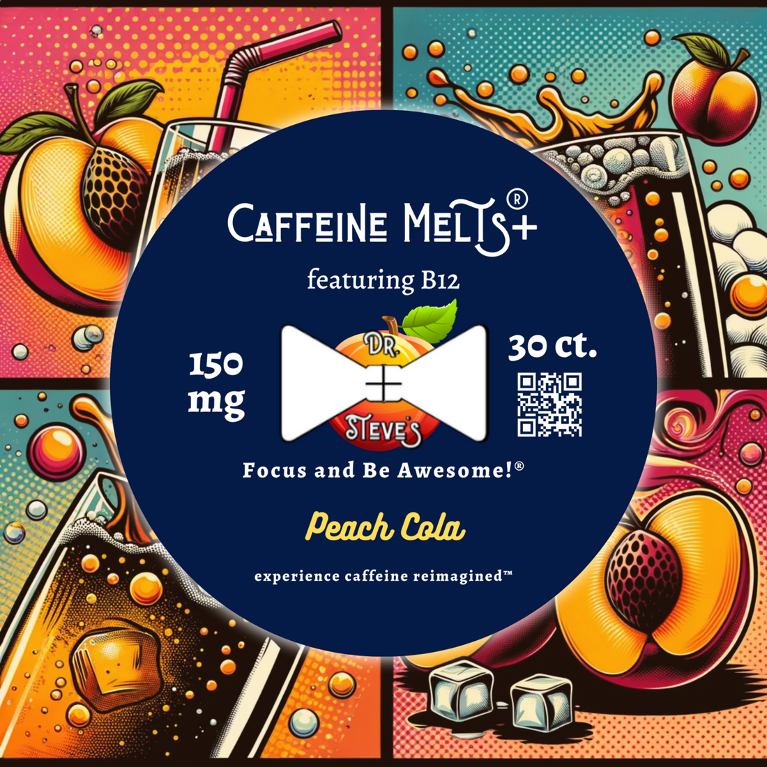 Peach Cola (150mg + 20mcg Methylcobalamin B12) – Dr. Steve's Caffeine Melts